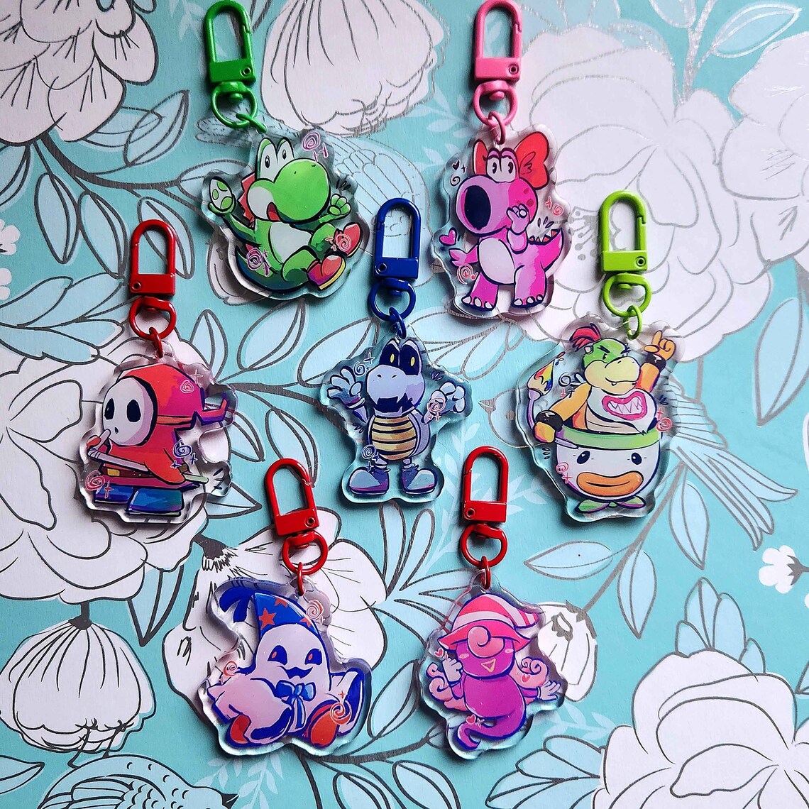 Silly Character Keychains Yoshi Birdo Drybones Shy Guy Doopliss Vivian ...