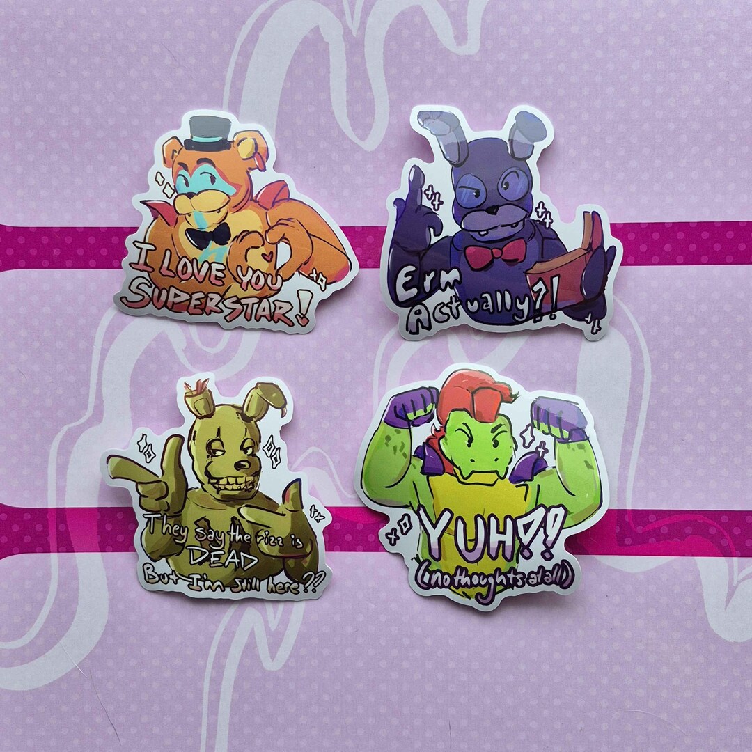 FNAF Vinyl Stickers Pack - Springtrap Monty Freddy Bonnie Meme Furry ...