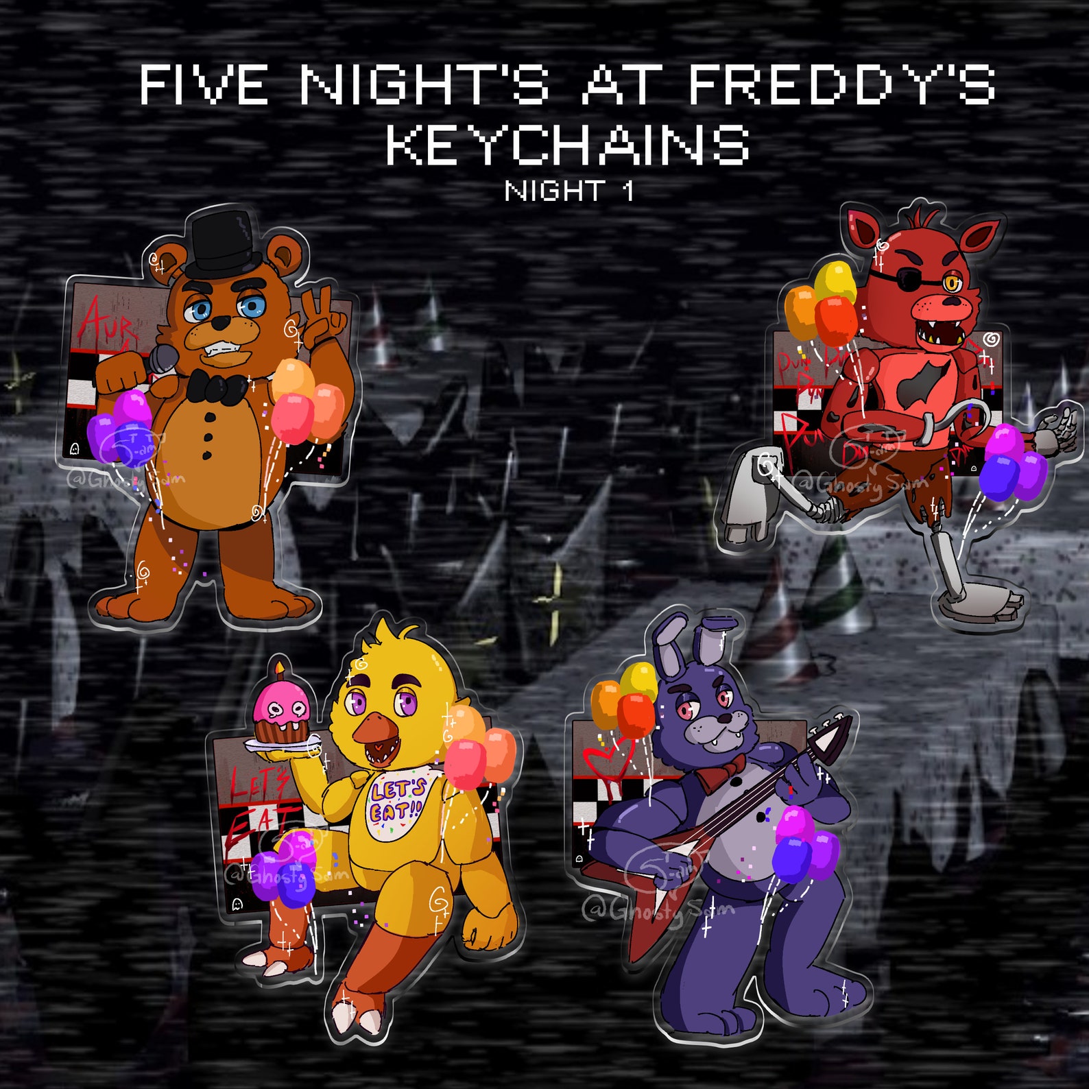 Fnaf at Freddy's Keychain Freddy Fazbear Foxy Chica Bonnie - Etsy
