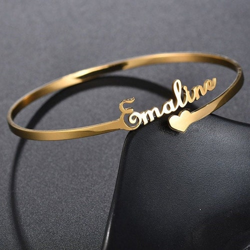 Custom Name Bangle Personalized Bracelet Personalized - Etsy