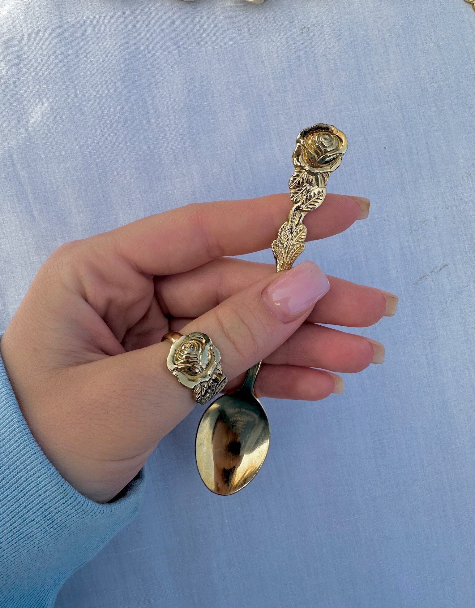 Golden Rose Spoon Ring - Etsy