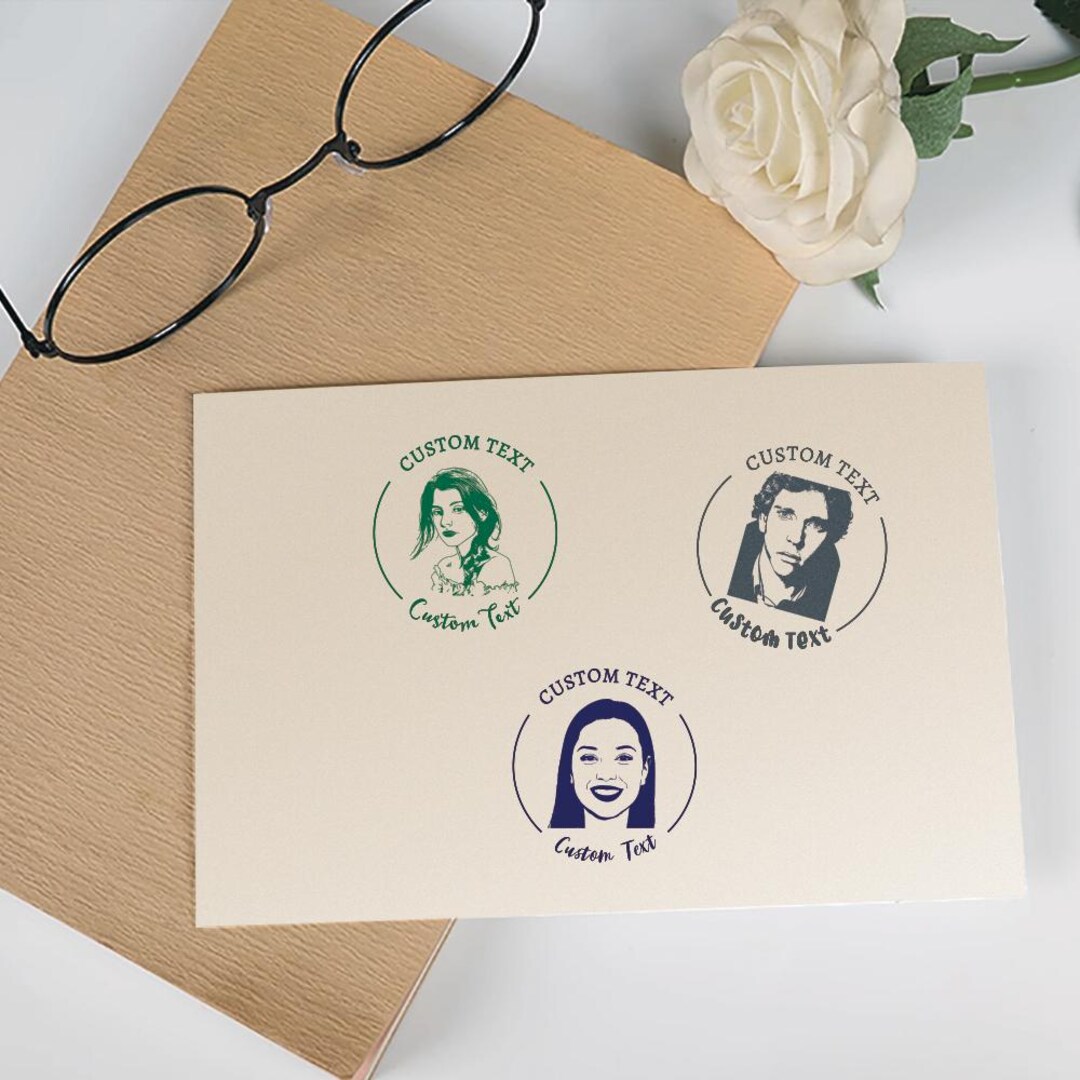 Custom Face Portrait Stamps, Detailed Illustration, Great for Custom ...