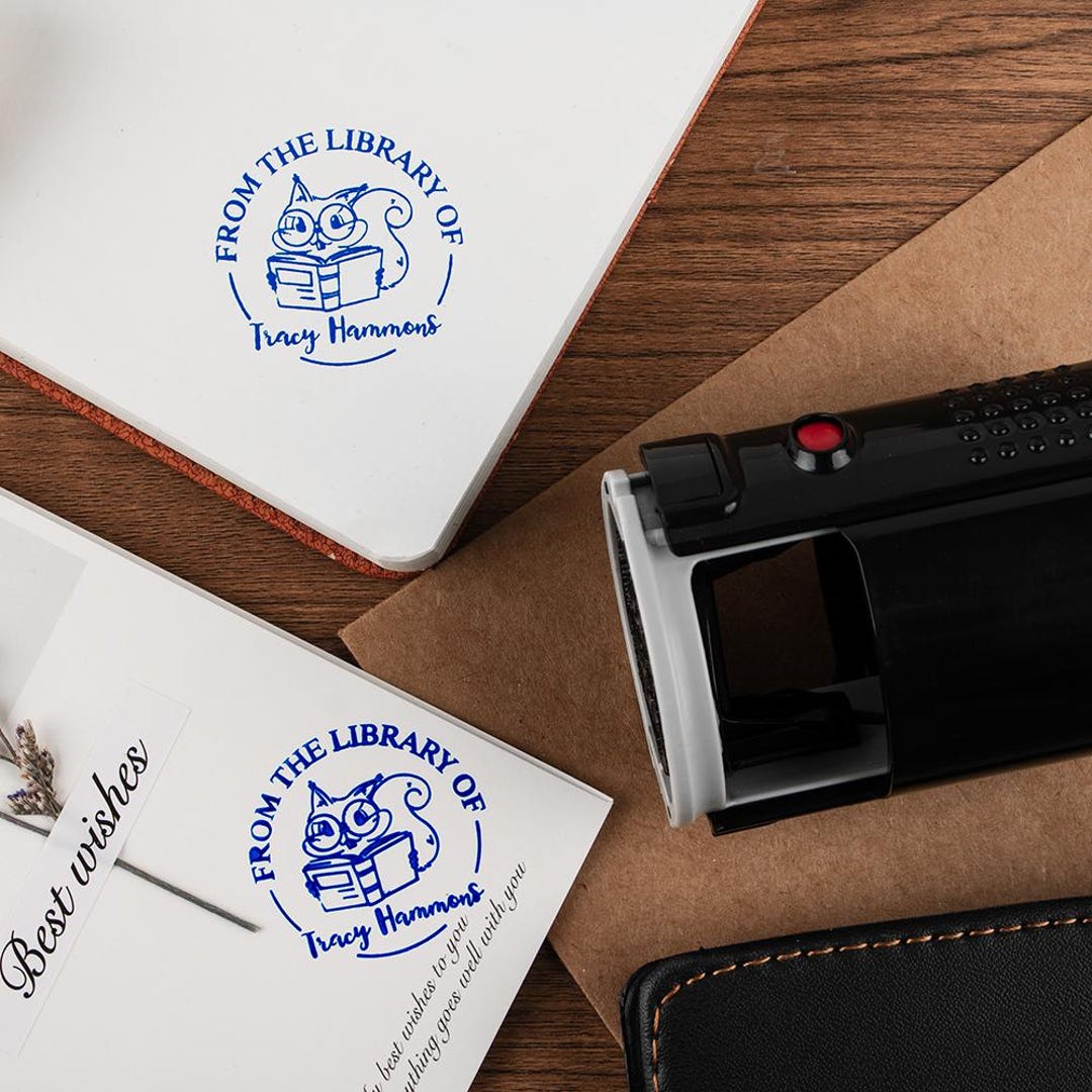 Personalized Book Stamp/ Library Stamp/ Custom Book Stamp/ Bookworm ...
