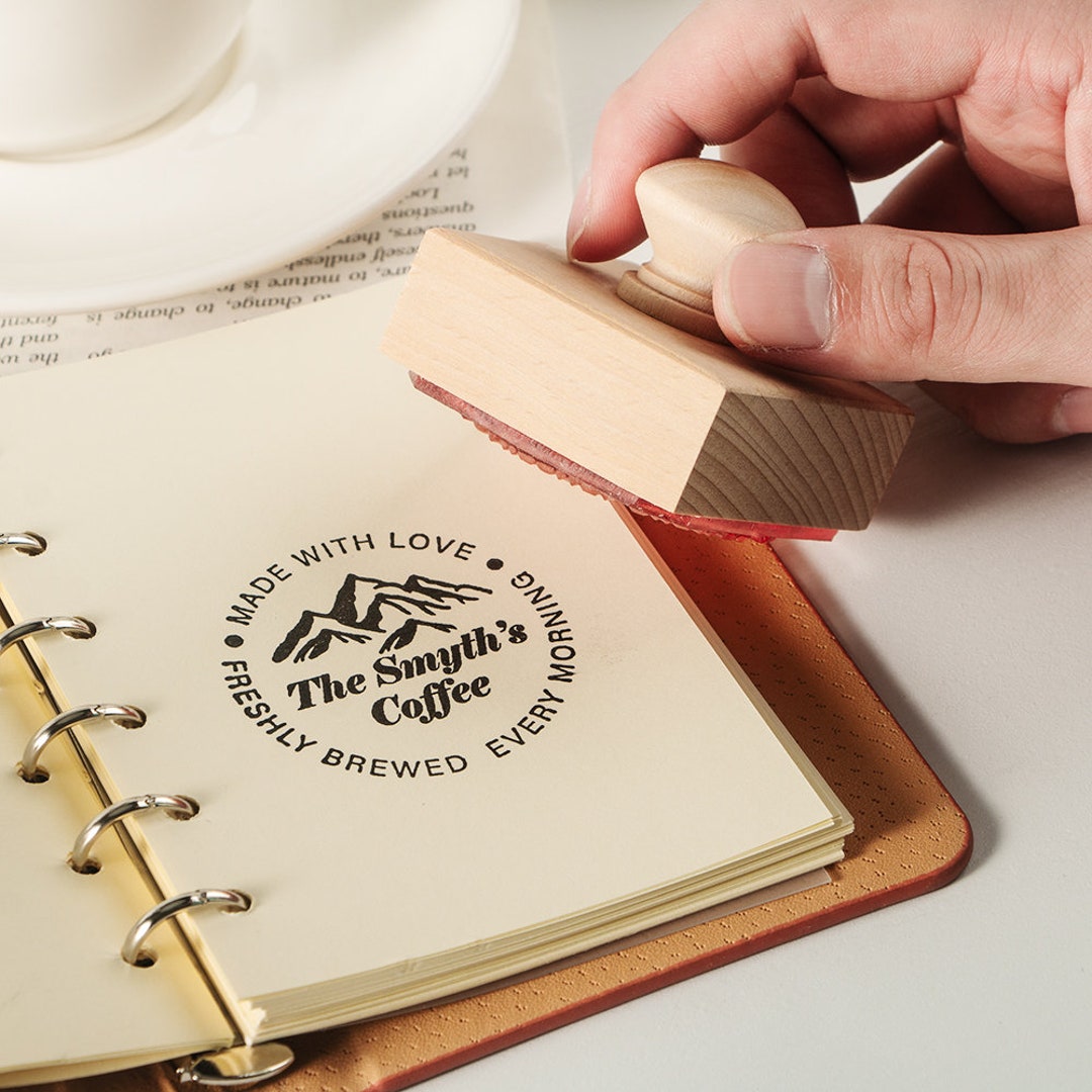 Custom Large Rubber Stamp Book Stamp, Books & Cats Logo Rubber Stamp ...