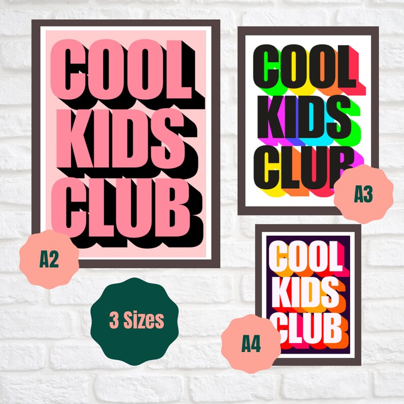Cool Kids Club Poster // Childrens Bedroom Decor // Kids Room Print A2 ...
