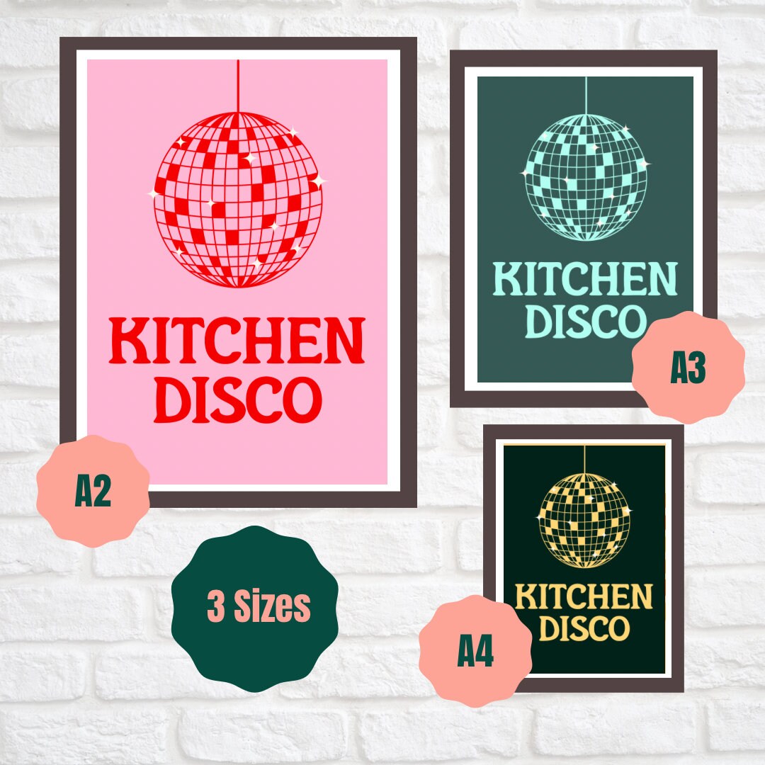 Kitchen Disco Poster // Kitchen Decor // Kitchen Gallery Wall Print A2 ...