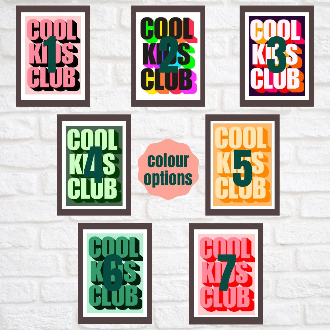 Cool Kids Club Poster // Childrens Bedroom Decor // Kids Room Print A2 ...