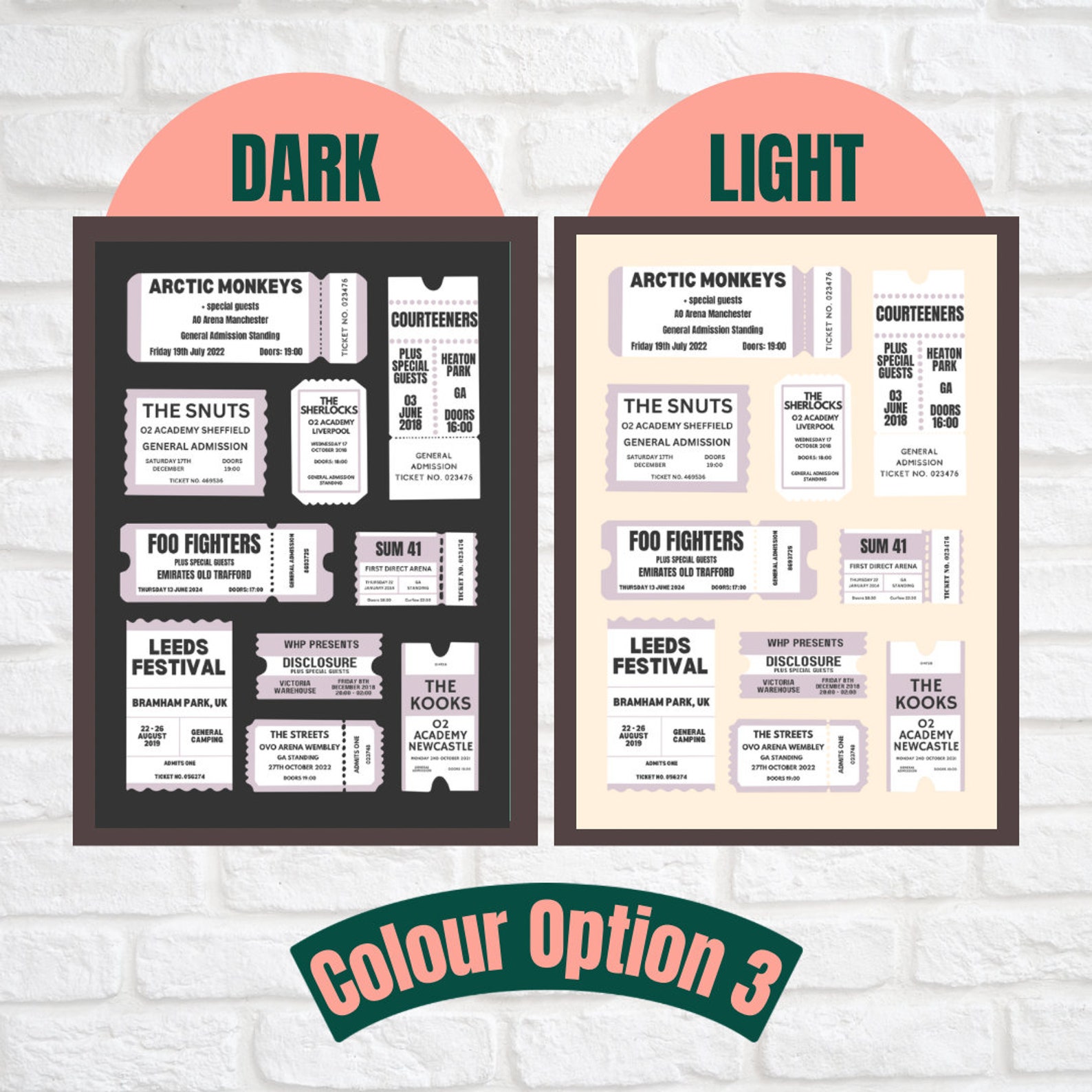 Custom Gig Ticket Poster // Personalised Concert Ticket Stub Print ...