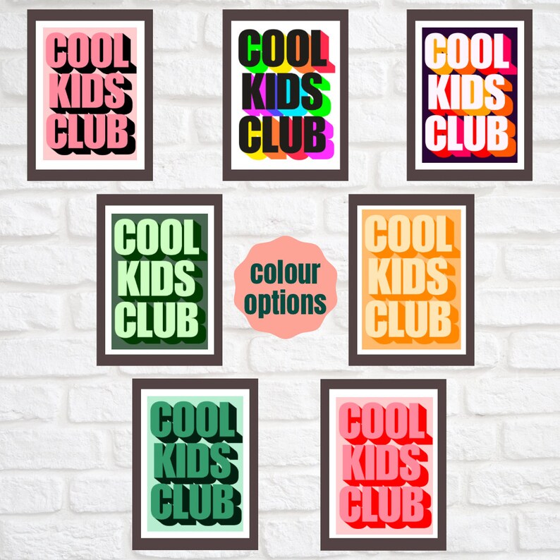 Cool Kids Club Poster // Childrens Bedroom Decor // Kids Room Print A2 ...