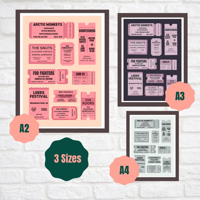 Custom Gig Ticket Poster // Personalised Concert Ticket Stub Print ...