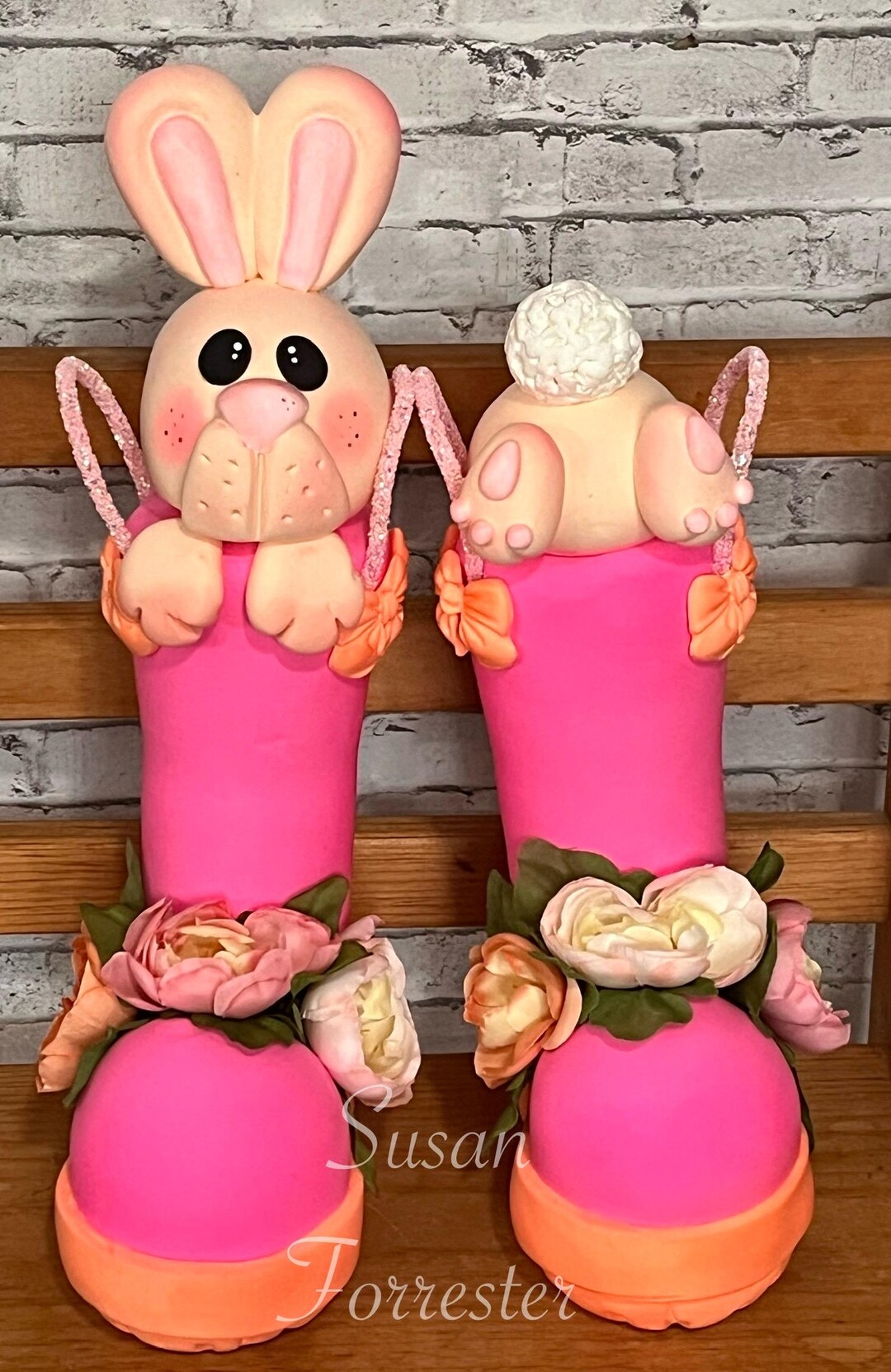 Faux Fake Rabbit Bunny Butt Flower Boot Centerpiece, Party Prop, Photo ...