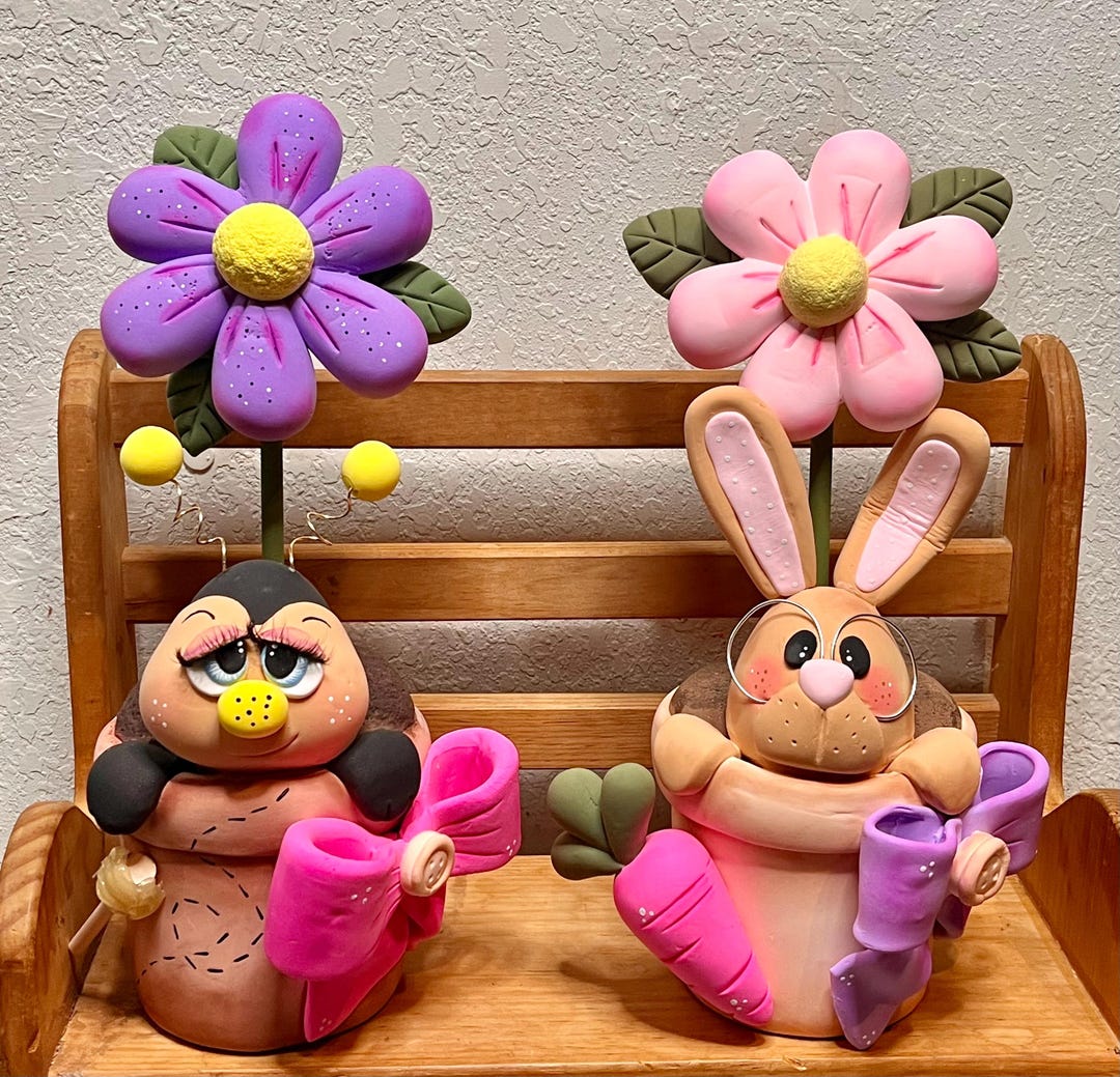 Faux Fake Rabbit Bunny Bumblee Flower Pot Centerpiece, Party Prop ...