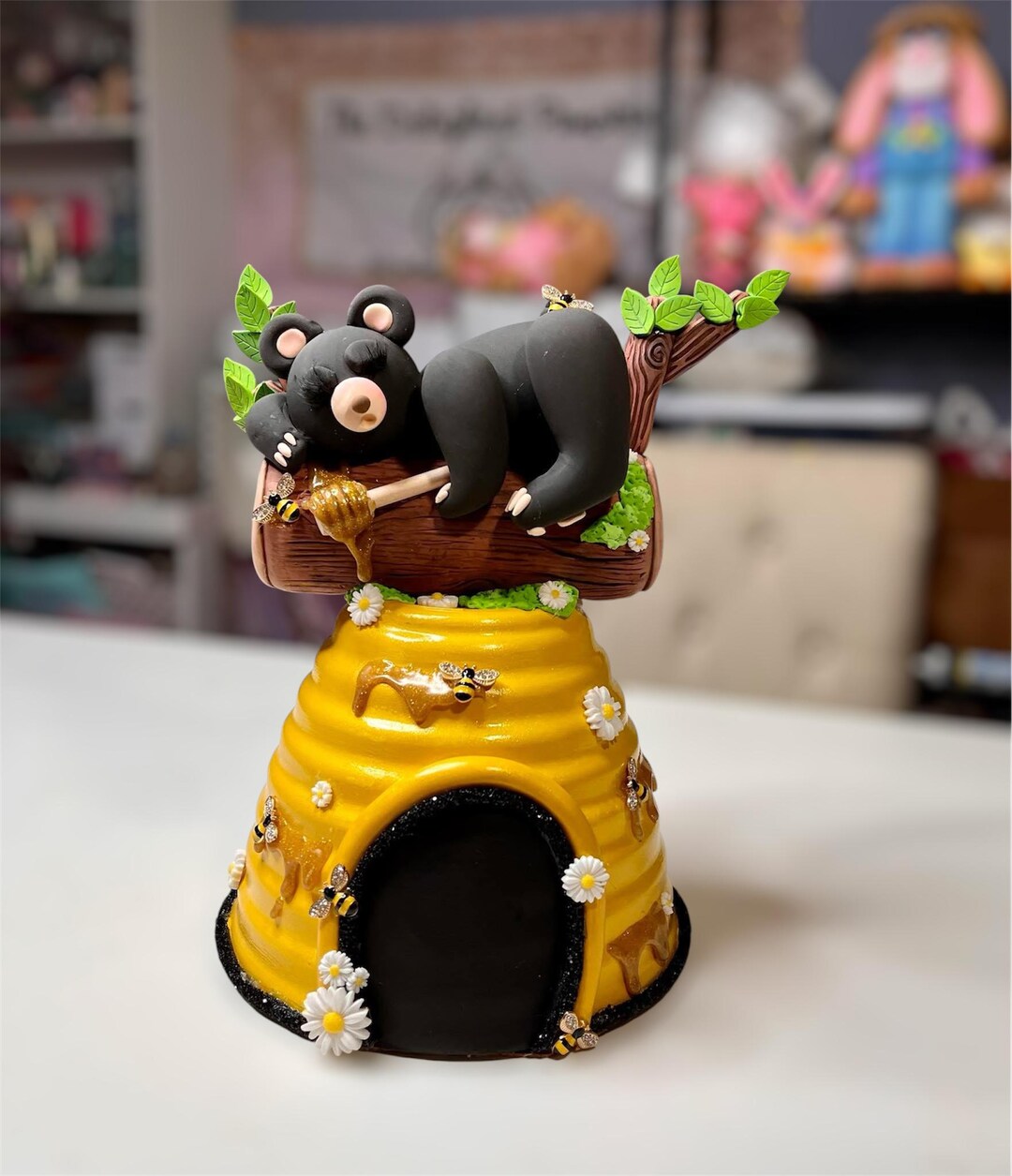 Black Bear Golden Bee Hive Table Centerpiece, Party Decor, Photo Prop ...