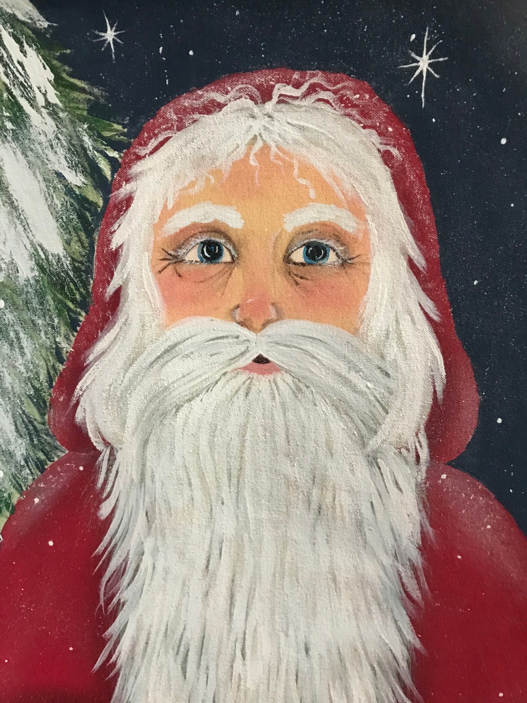 Hand Painted Santa Claus Painting, Christmas Canvas Wall Hanging ...