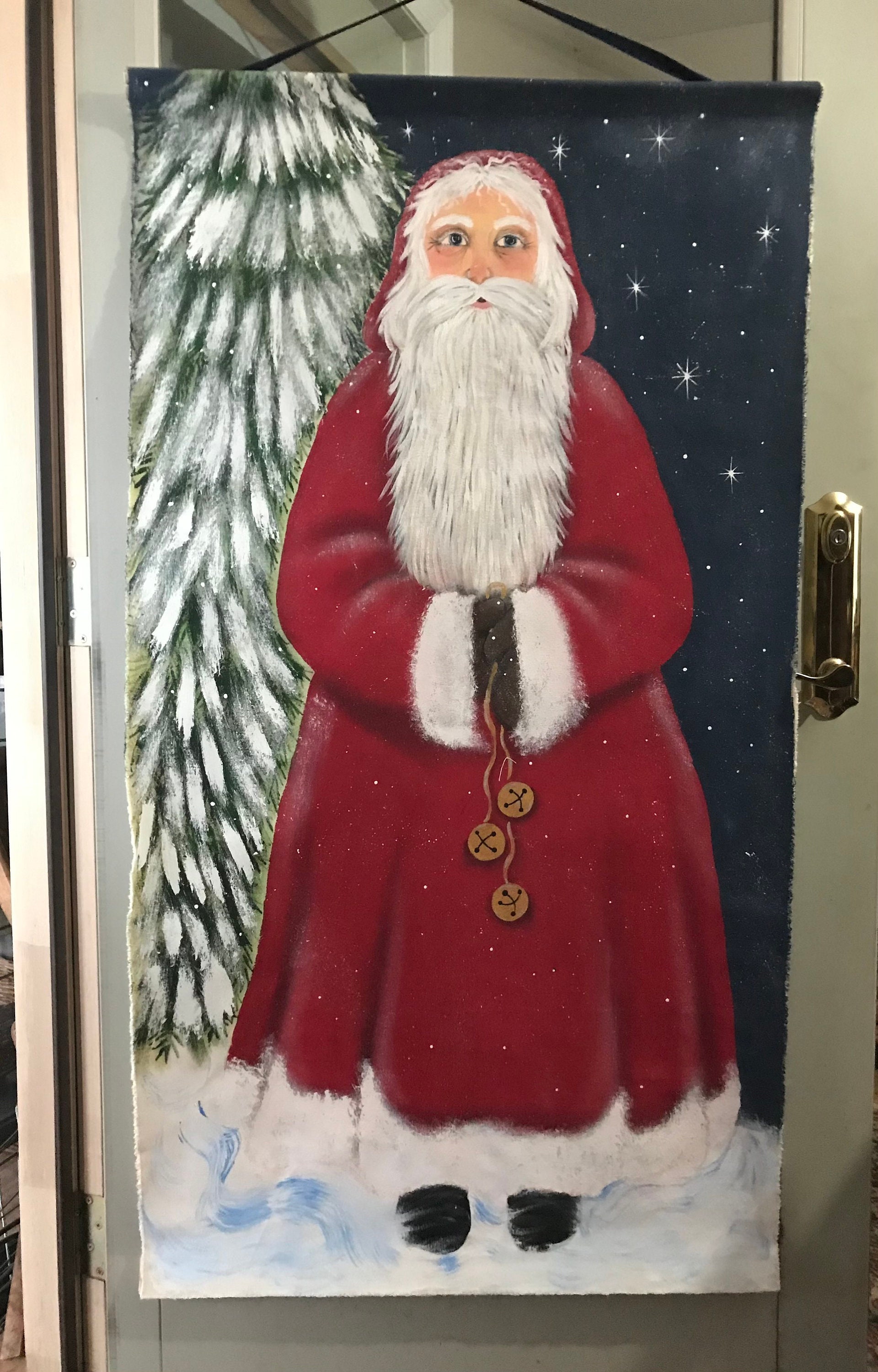 Hand Painted Santa Claus Painting, Christmas Canvas Wall Hanging ...