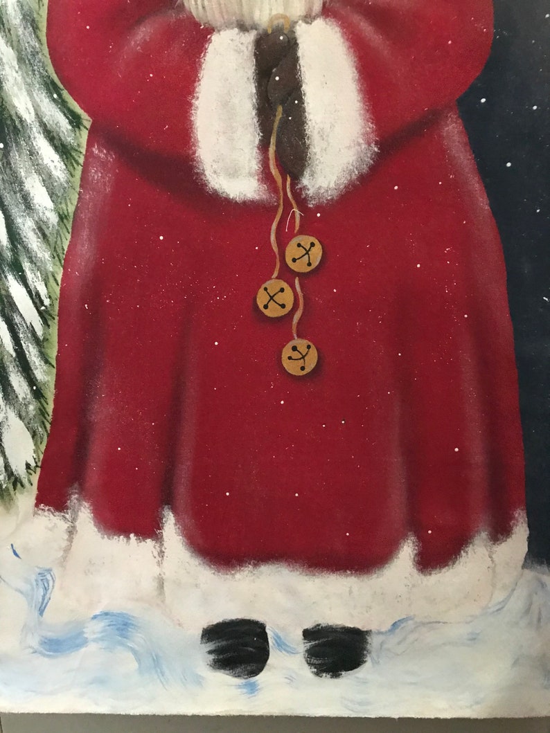 Hand Painted Santa Claus Painting, Christmas Canvas Wall Hanging ...