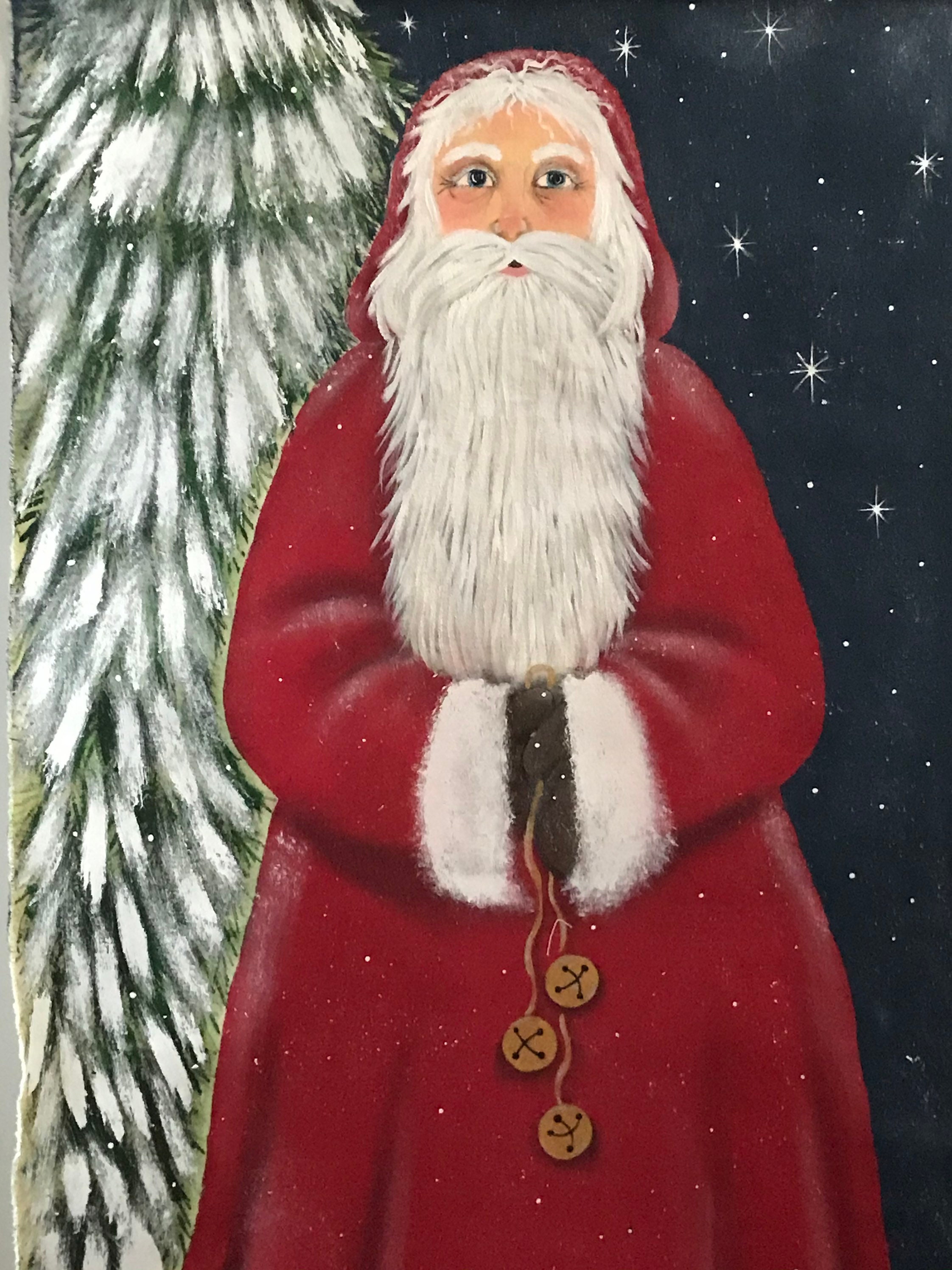 Hand Painted Santa Claus Painting, Christmas Canvas Wall Hanging ...