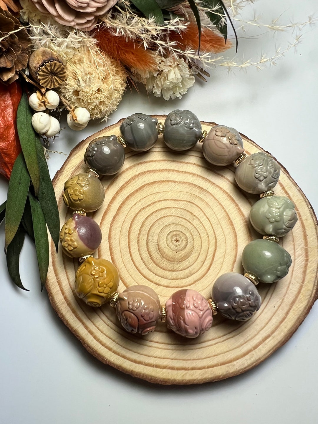 Alashan Rock Agate - Sculpted Bead- Cat , Gold Swallower & Mermaid ...