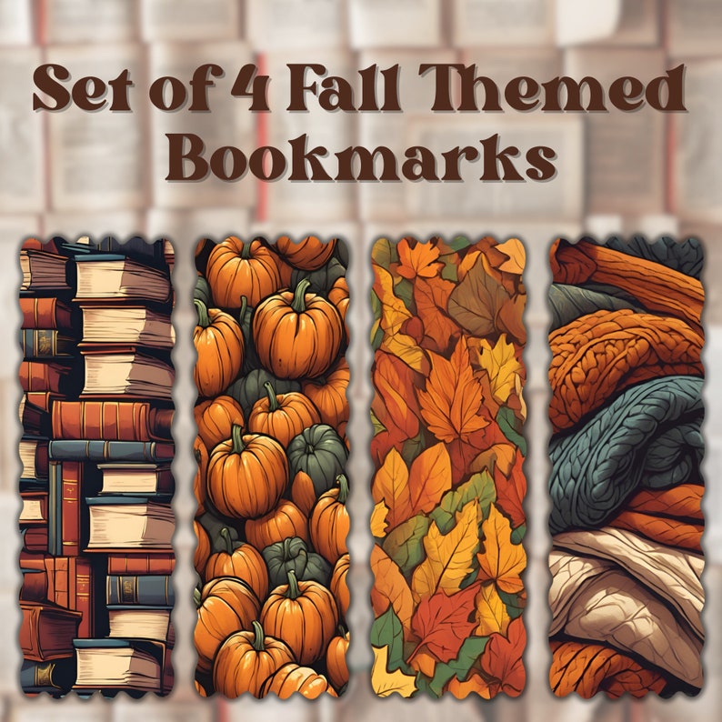 Fall Bookmarks Set of Four Heavy Duty Waterproof Laminated Autumn ...
