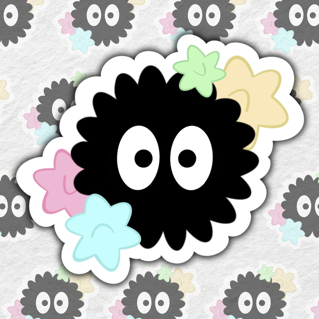 Soot Sprite Sticker Cute Pastel Stars Susuwatari Glossy Vinyl Decal ...