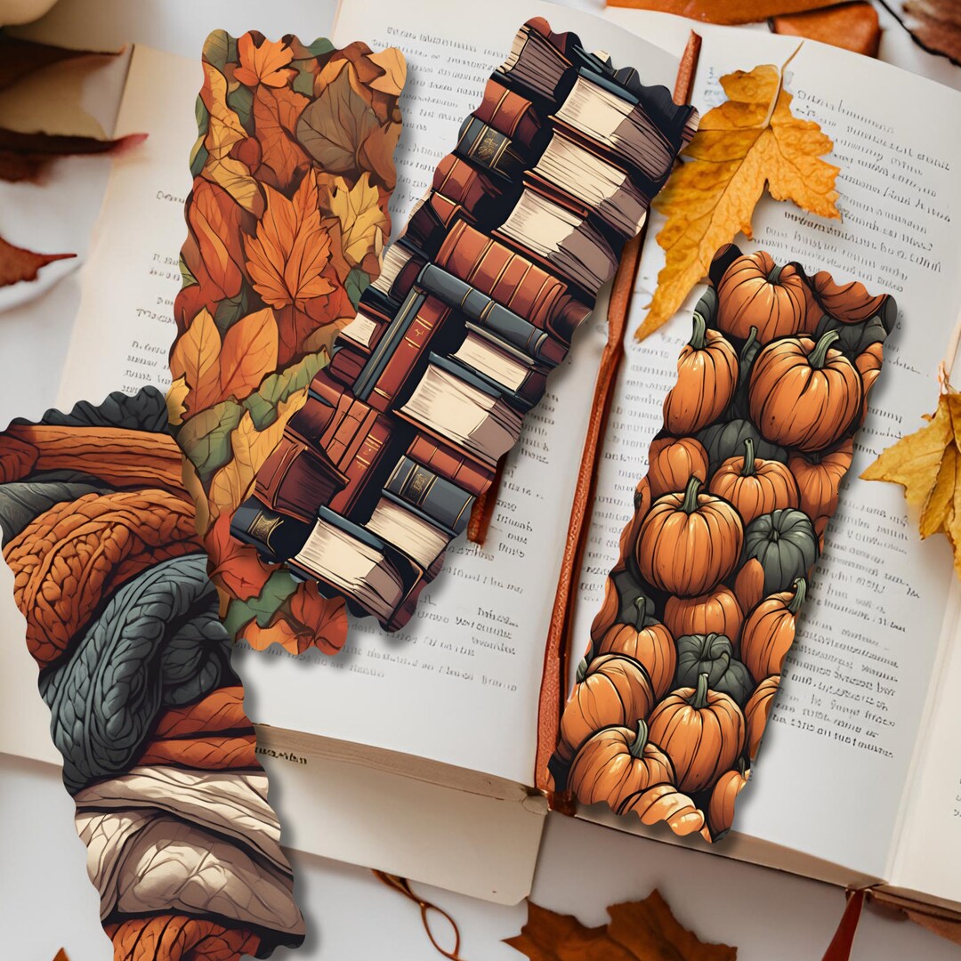 Fall Bookmarks Set of Four Heavy Duty Waterproof Laminated Autumn ...