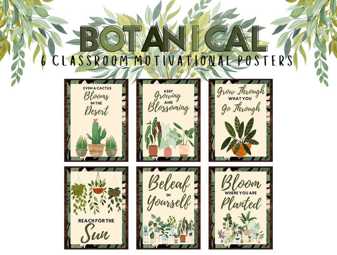 Botanical Themed Motivational Posters for Teachers DIGITAL - Etsy