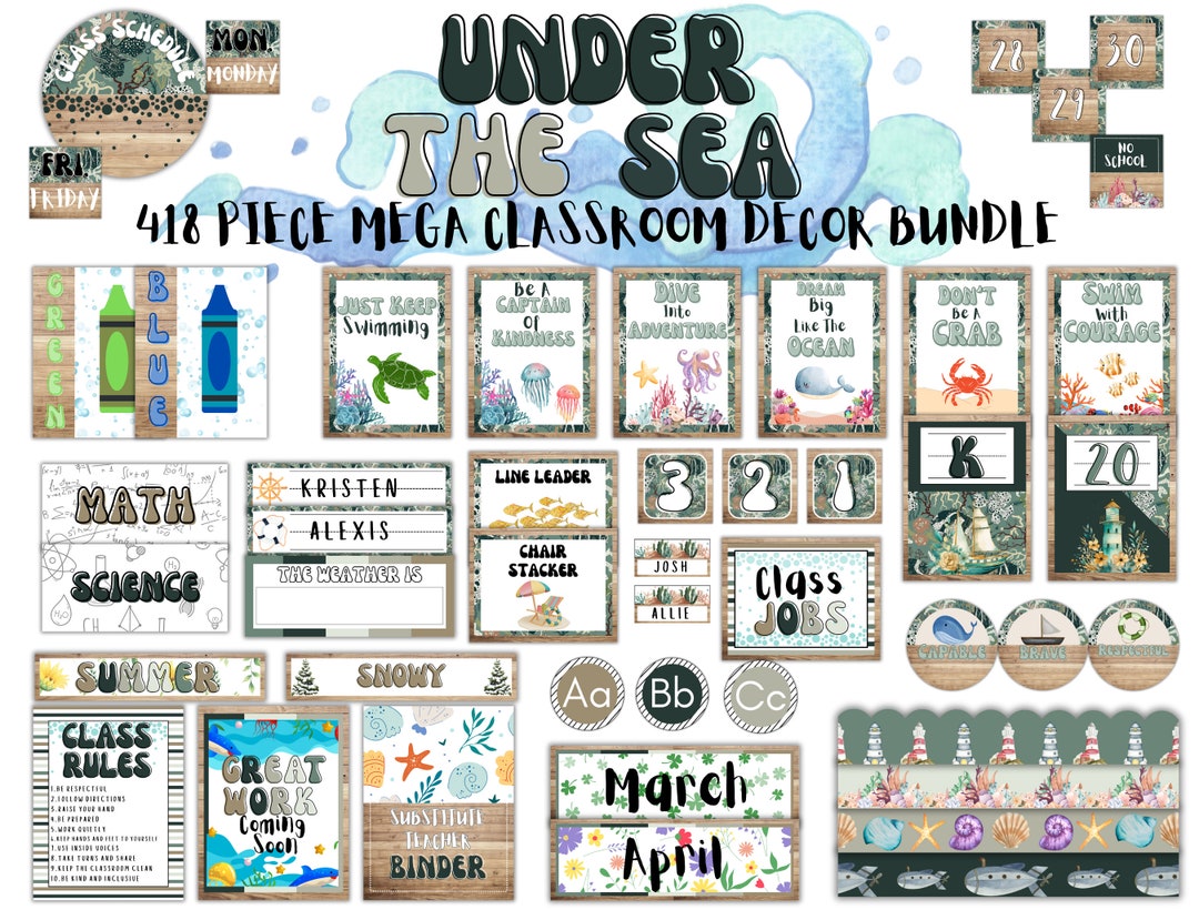 Dive Into Learning: Under the Sea Classroom Decoration Kit - Etsy Australia