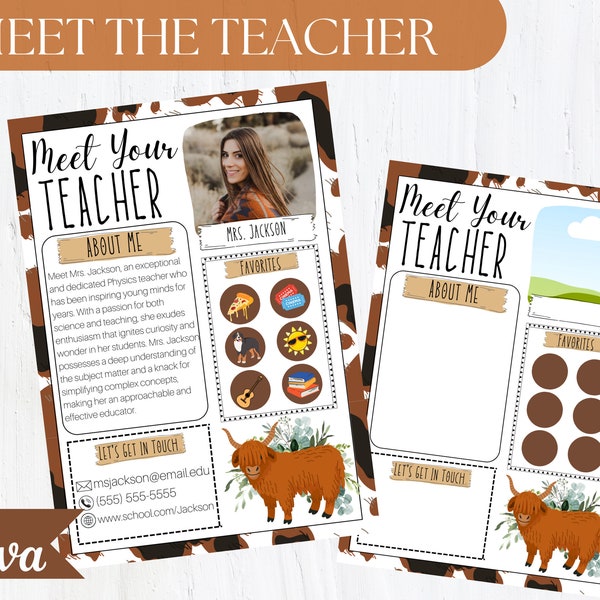 Teacher Cow Print Meet the Teacher - Etsy