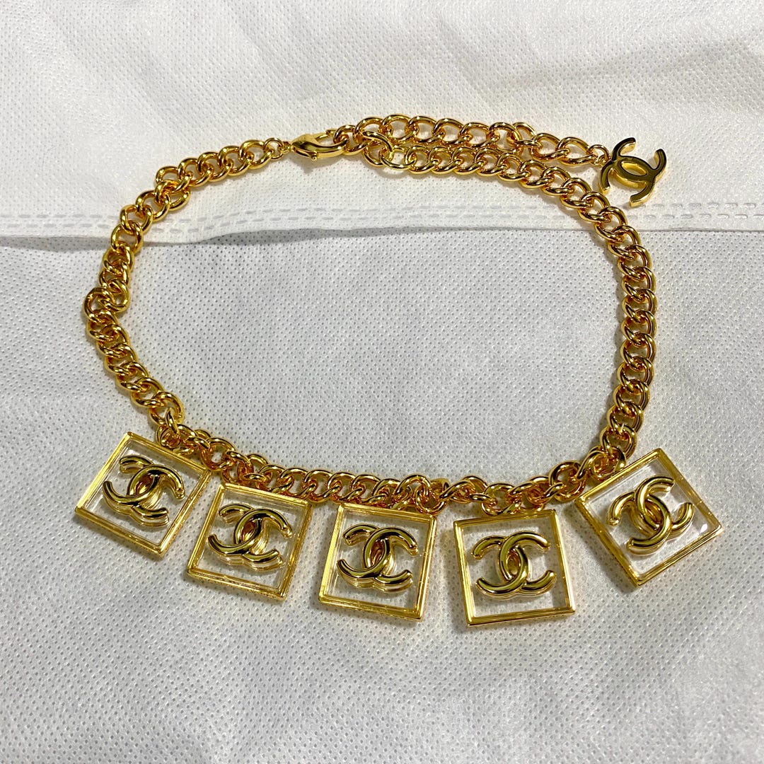 Classic Chanel Square Logos Pendant Necklace - Etsy