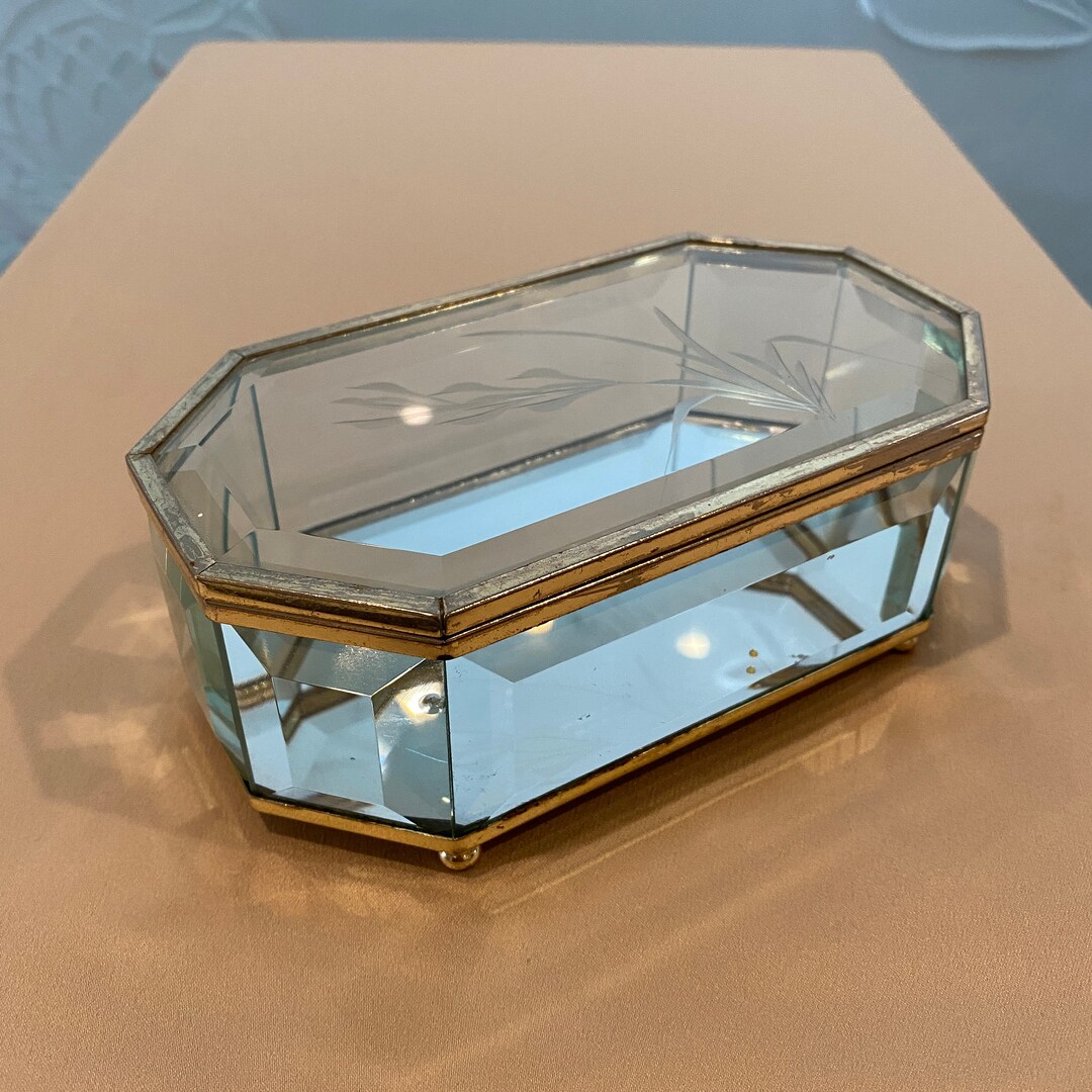 Vintage Glass Copper Jewellery Box Decor - Etsy