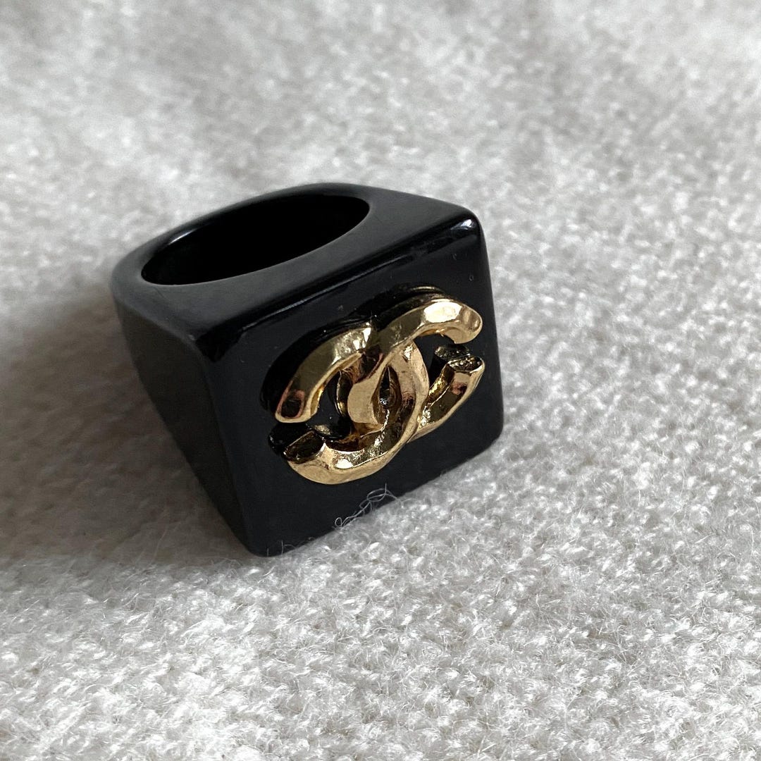 Vintage Chanel Logo Acrylic Ring - Etsy