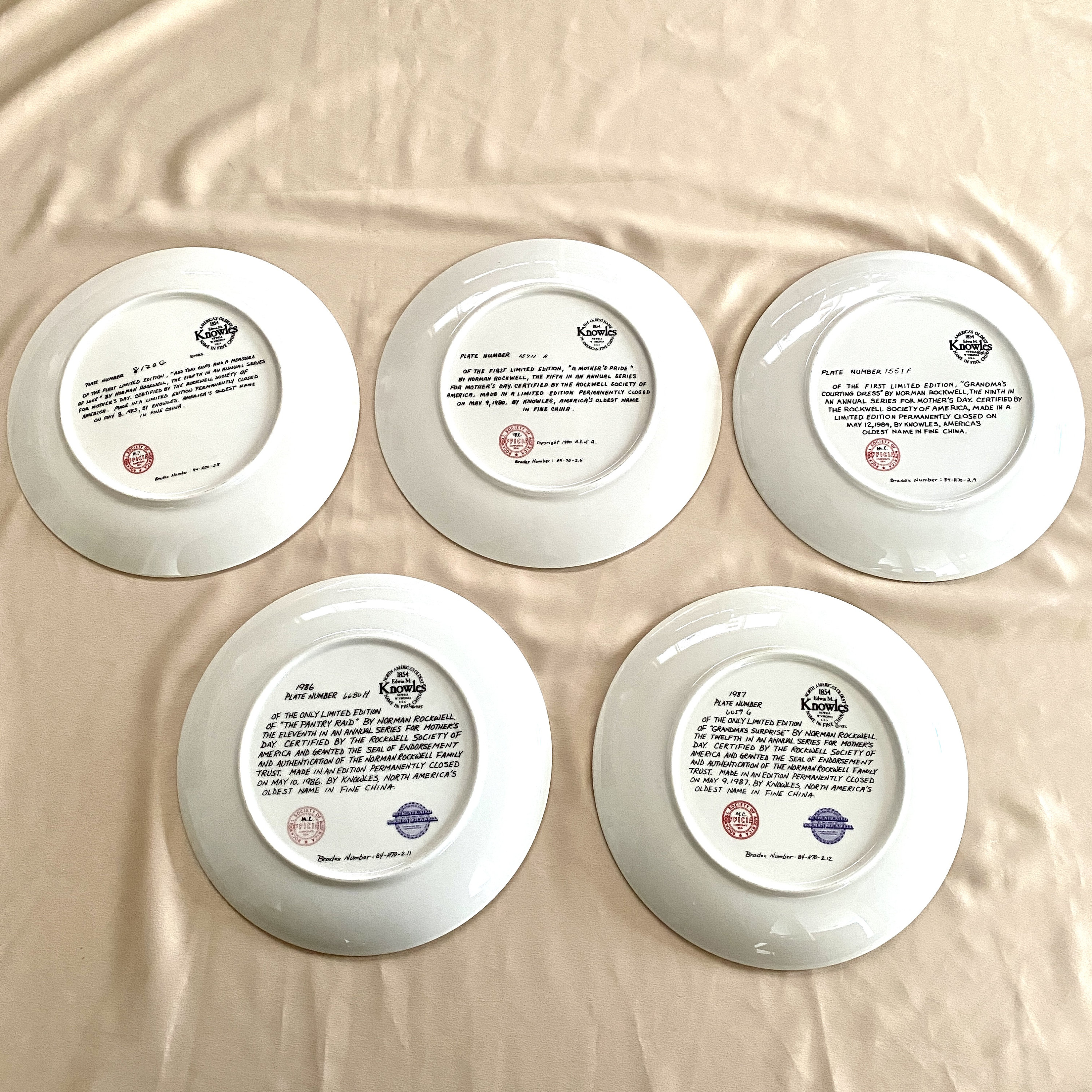 Vintage Knowles Fine Bone China Plates first Limited Edition Set of 10 ...