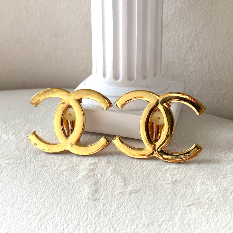 Chanel Logo Stud Earring - Etsy