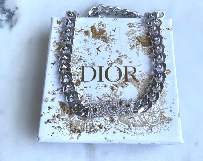 Christian DIOR Wording Link Chain Necklace - Etsy
