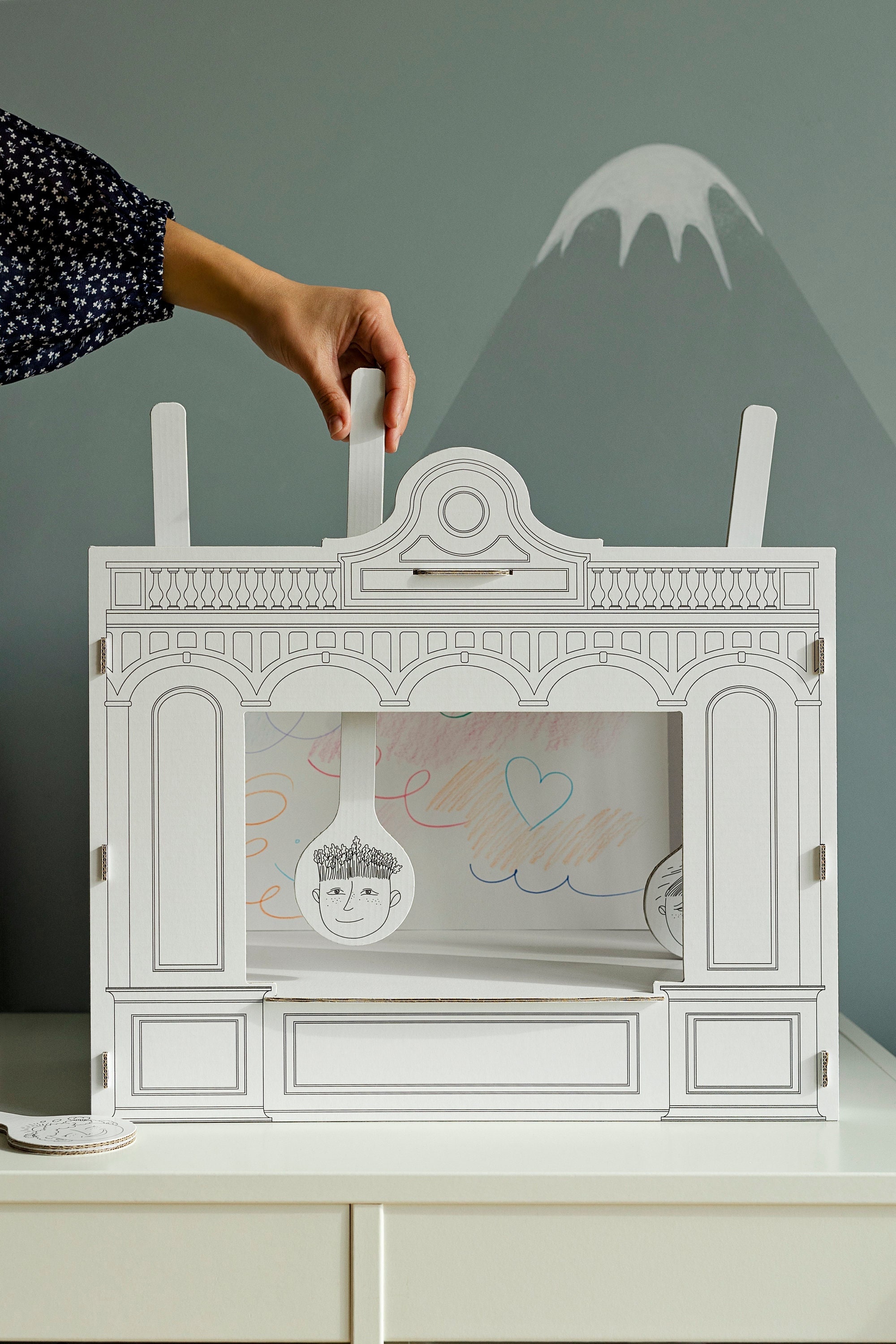 Theatre Creative Set. Tabletop Cardboard Puppet Theater With Characters ...