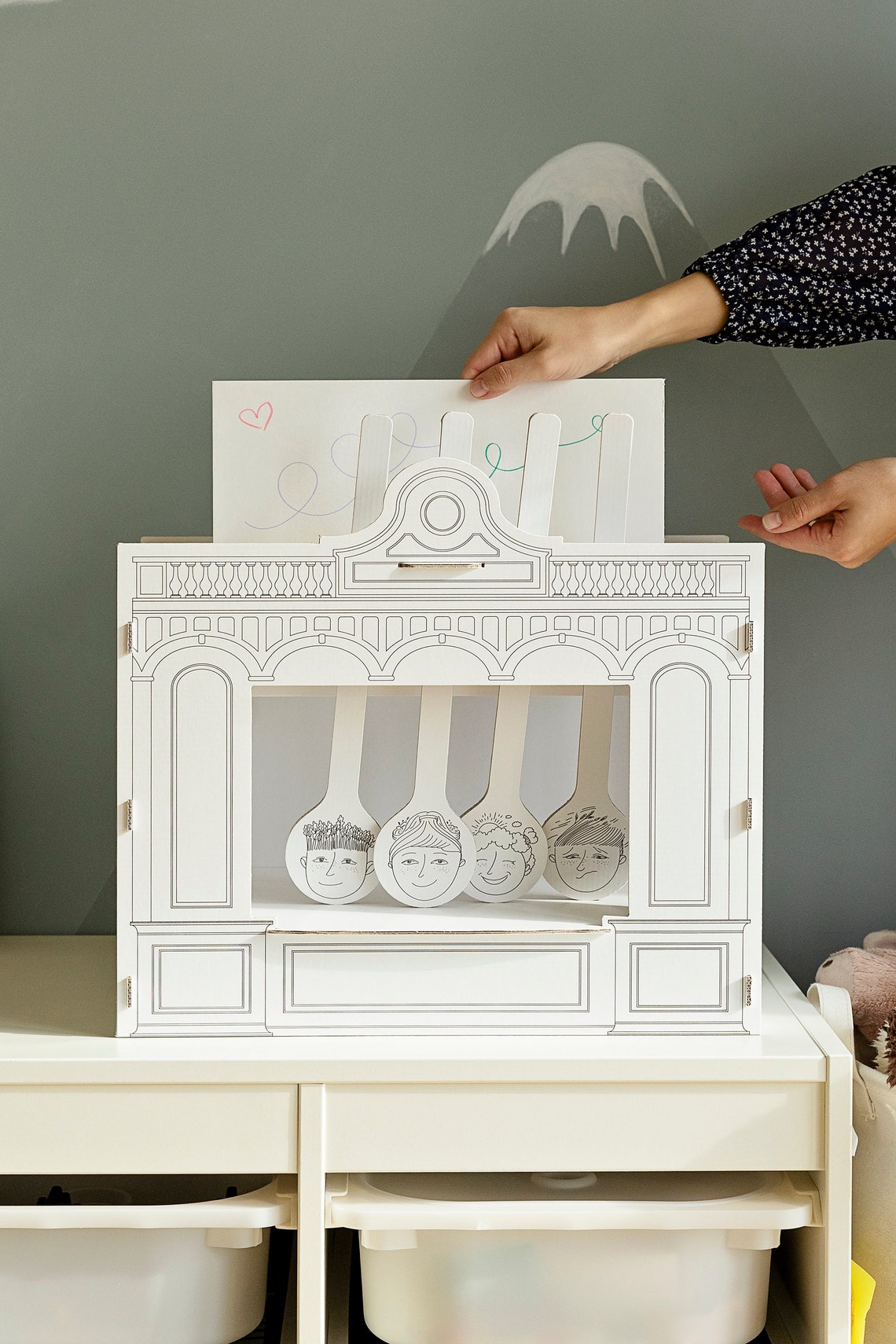 Theatre Creative Set. Tabletop Cardboard Puppet Theater With Characters ...