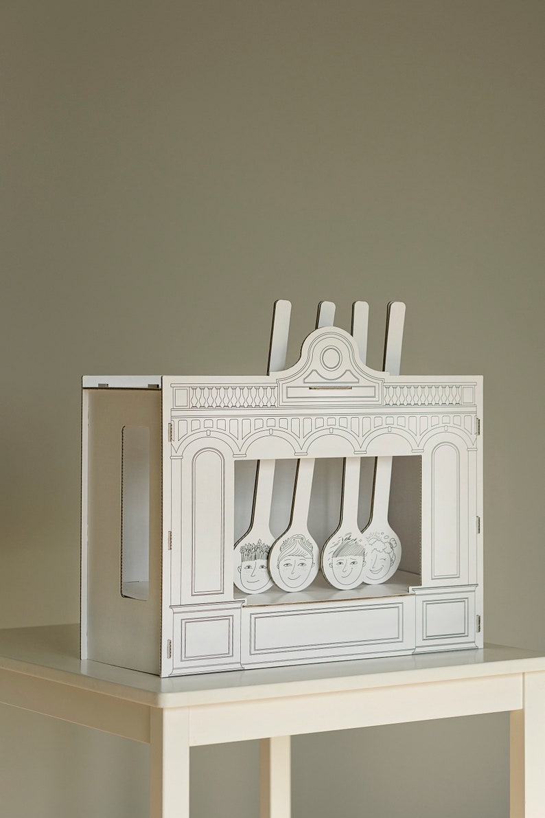 Theatre Creative Set. Tabletop Cardboard Puppet Theater With Characters ...