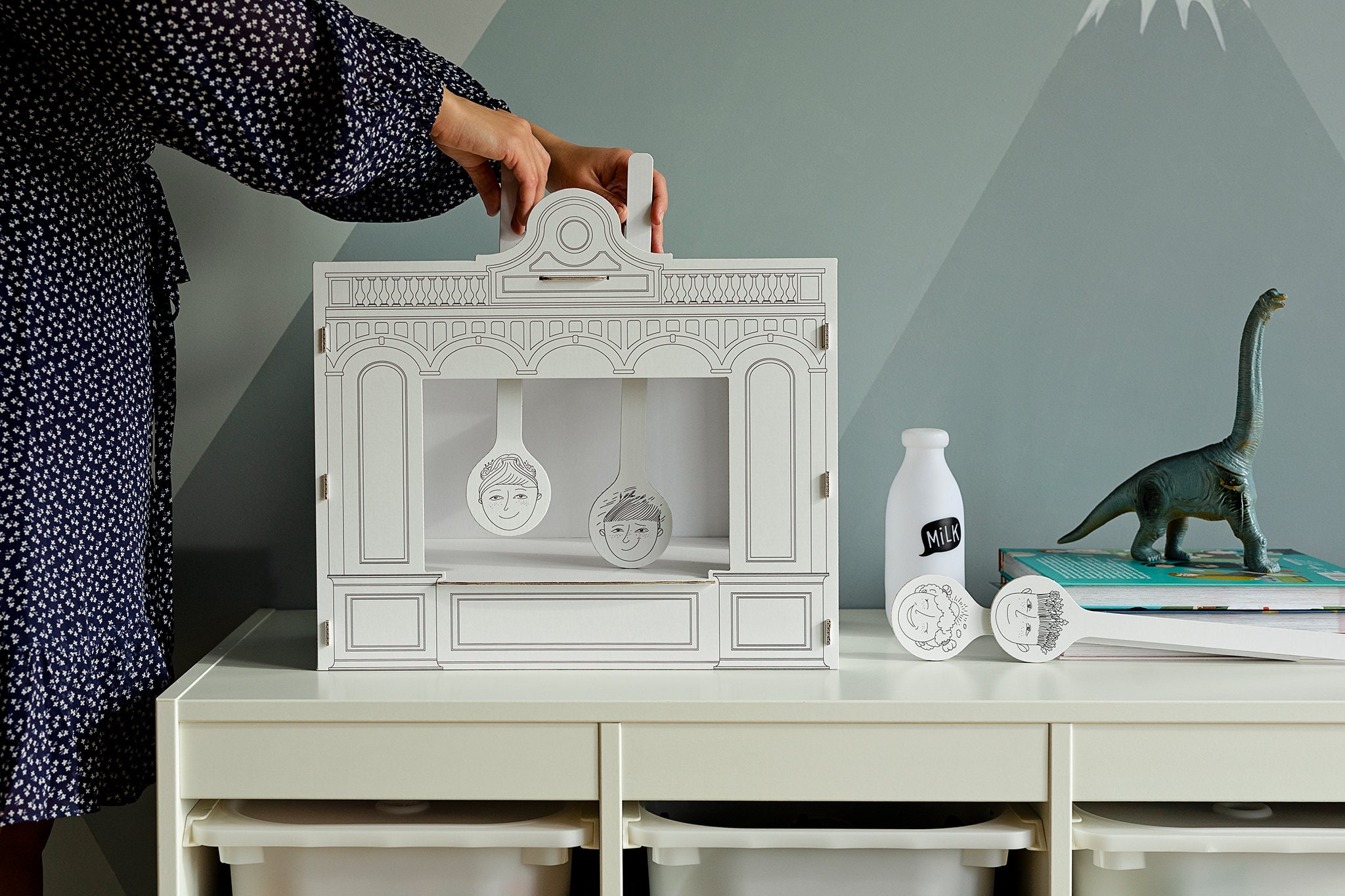 Theatre Creative Set. Tabletop Cardboard Puppet Theater With Characters ...