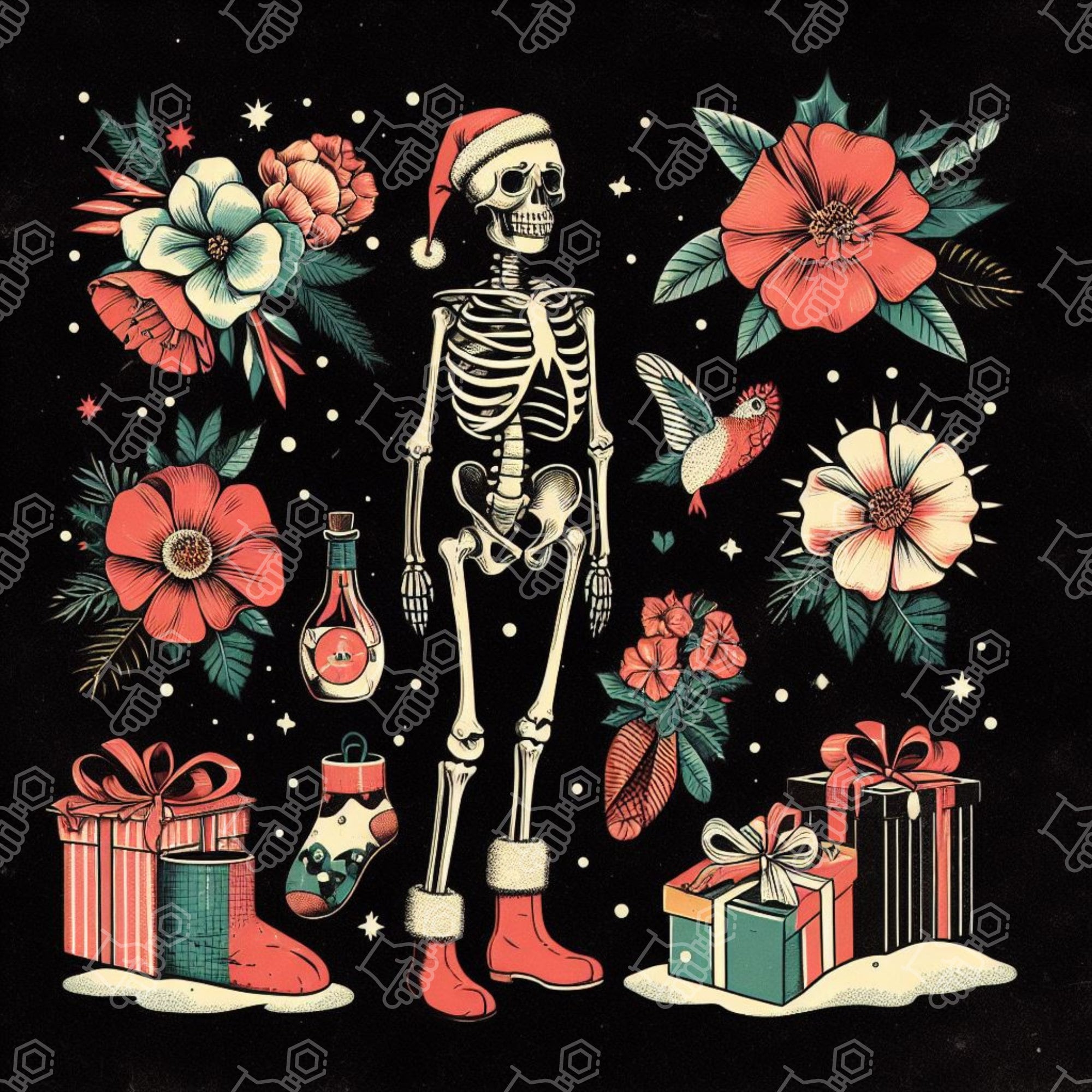 Christmas Skeleton PNG INSTANT Download Trendy Png Skeleton Png ...