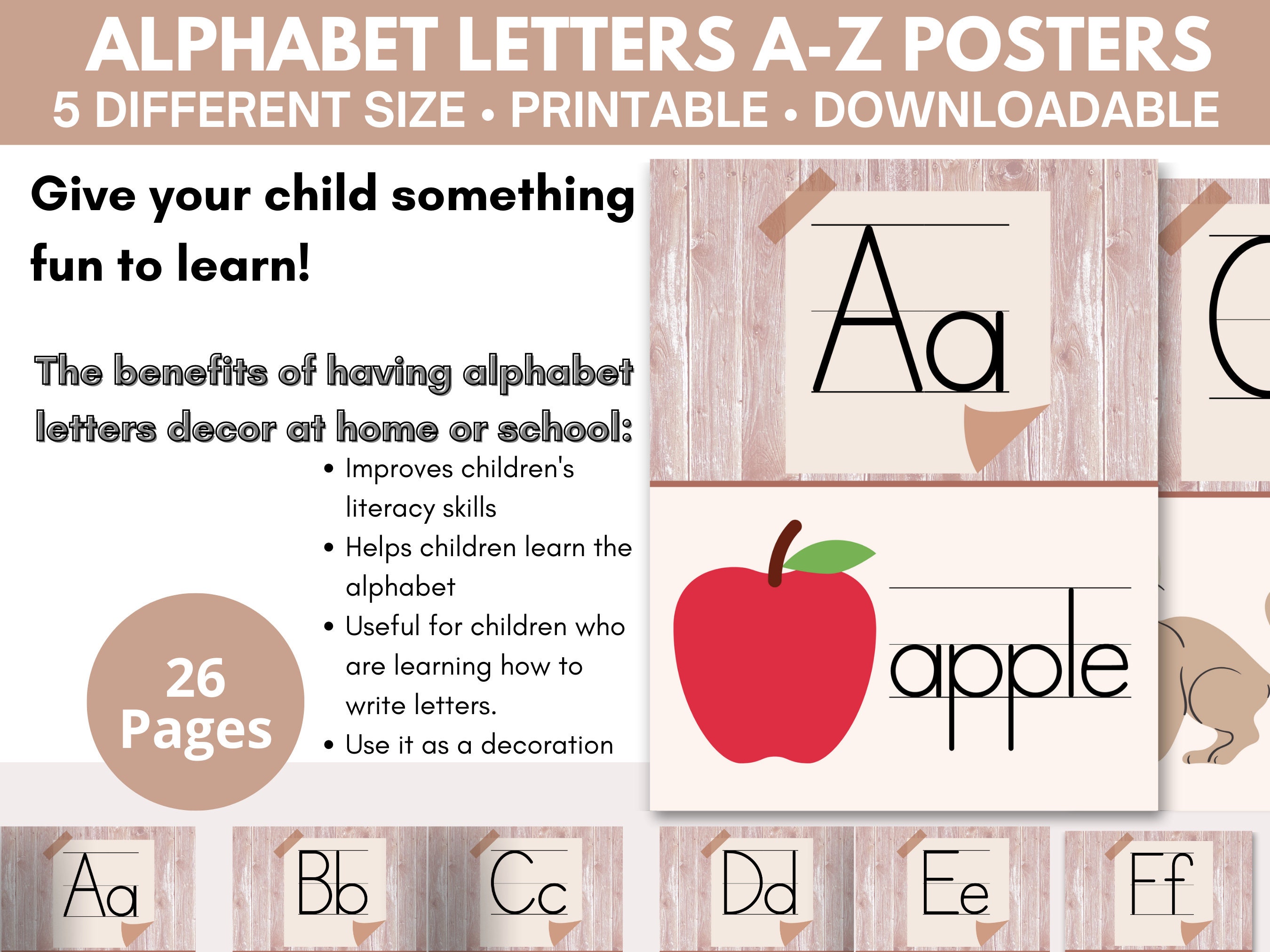 Alphabet Poster A-Z Preschool Clasroom Decor Educational ABC Poster ...