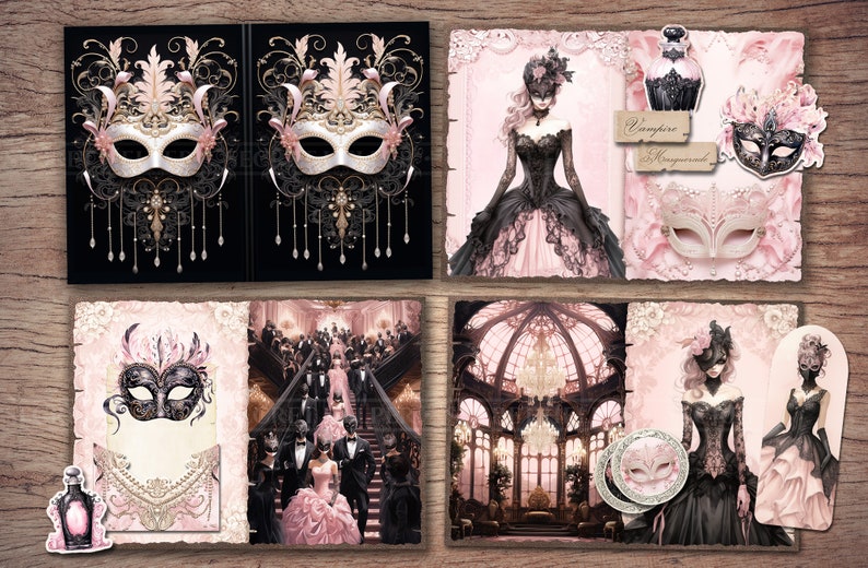 Masquerade Junk Journal Kit (printable JPG Pages With Ephemera, Cover ...