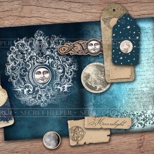 Moon Junk Journal Kit (printable JPG Pages With Ephemera, Cover, Tags ...