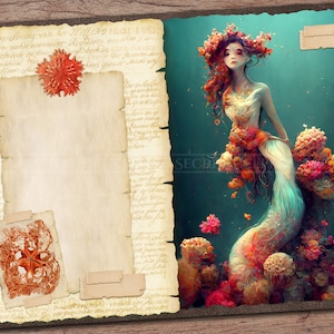 Mermaid Junk Journal Kit (printable JPG Pages With Ephemera, Cover ...
