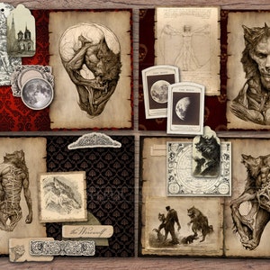 Werewolf Junk Journal Kit (printable JPG Pages, Ephemera, Cover, Tags ...
