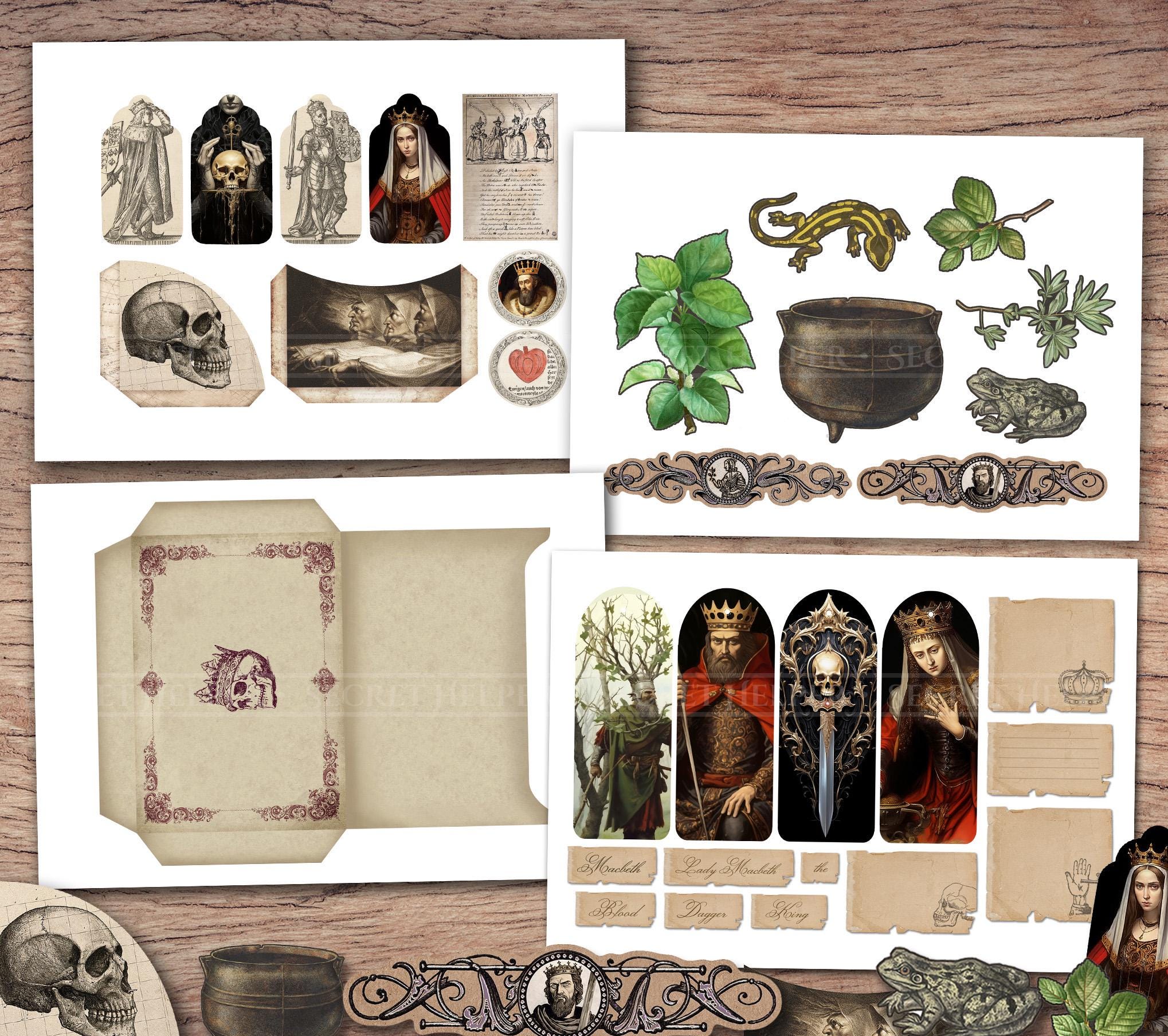Macbeth Junk Journal Kit (printable JPG Pages With Ephemera), Medieval ...
