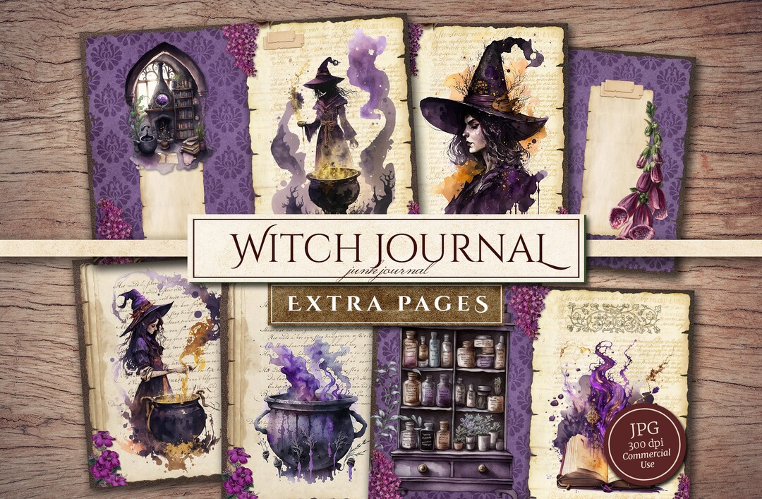 Witch Digital Paper (in JPG), Printable Pages, Witch's Cottage ...