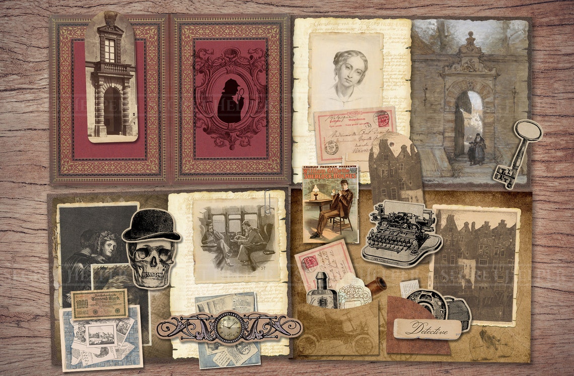 Detective Junk Journal Kit (printable JPG Pages With Ephemera, Cover ...