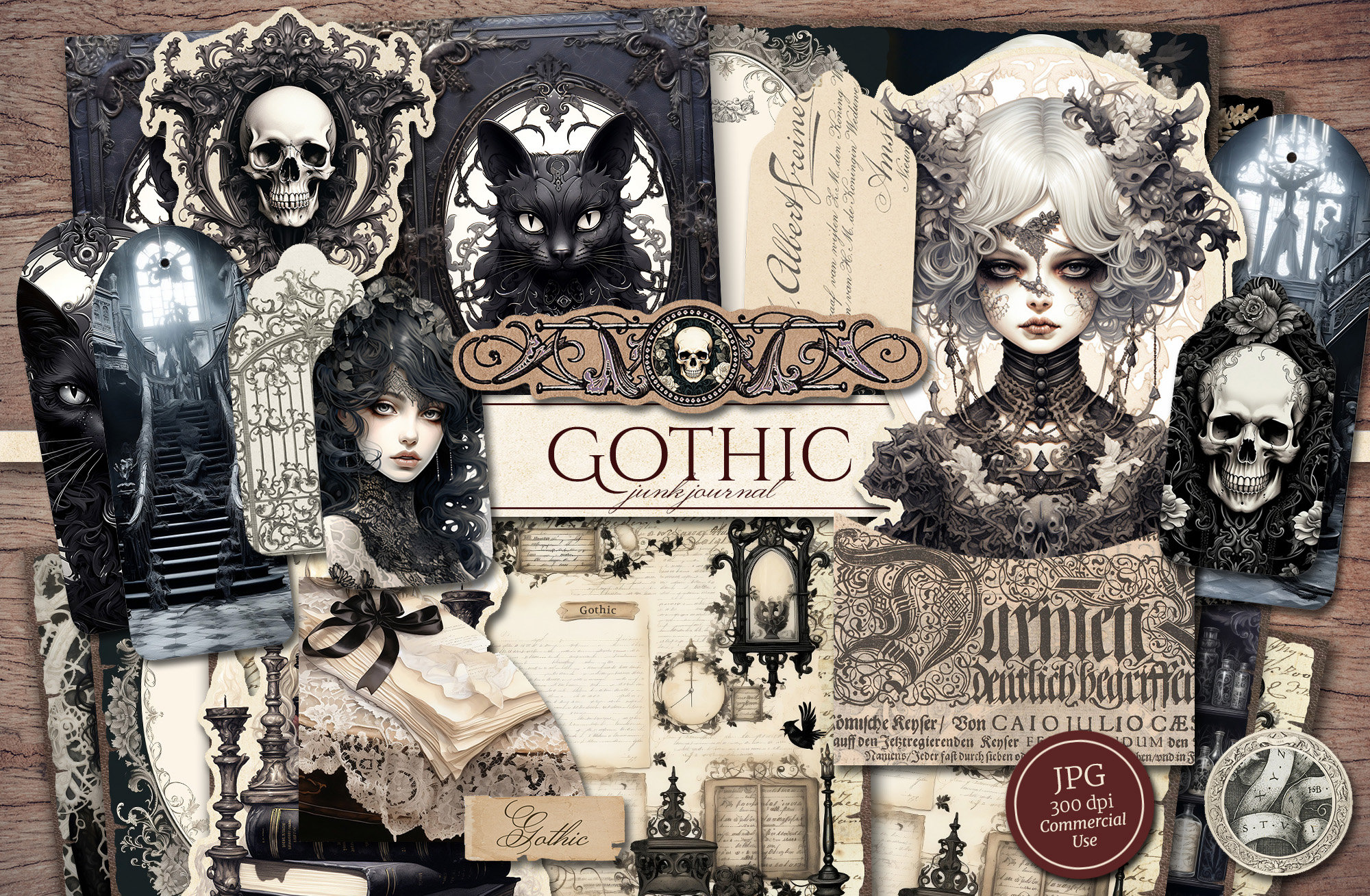 Gothic Junk Journal Kit (printable JPG Pages With Ephemera, Tags ...