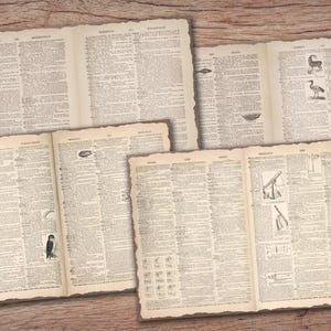 Old Dictionary Pages (printable JPG), Vintage Aged Digital Paper, Word ...