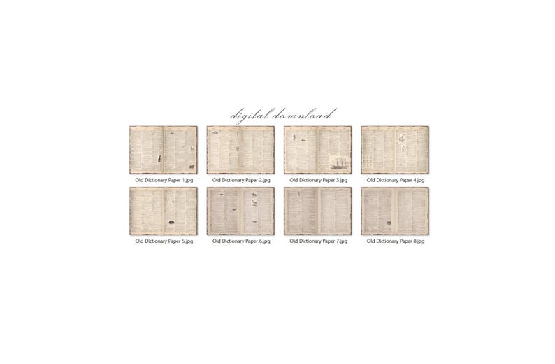 Old Dictionary Pages (printable JPG), Vintage Aged Digital Paper, Word ...